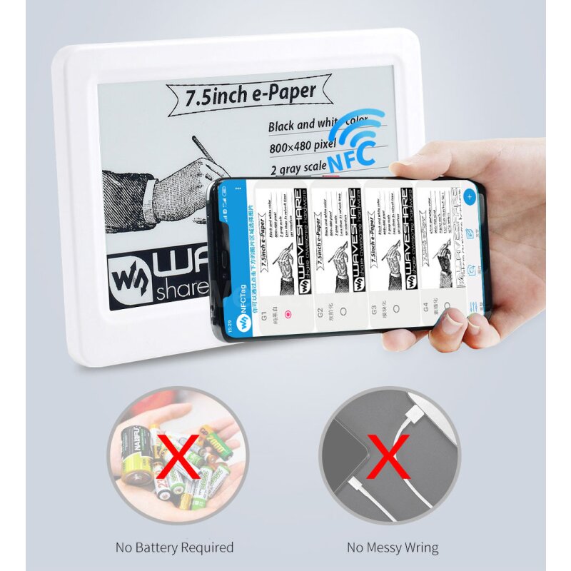 Waveshare 17675 7.5inch NFC-Powered e-Paper, 78,90 € - Welectron