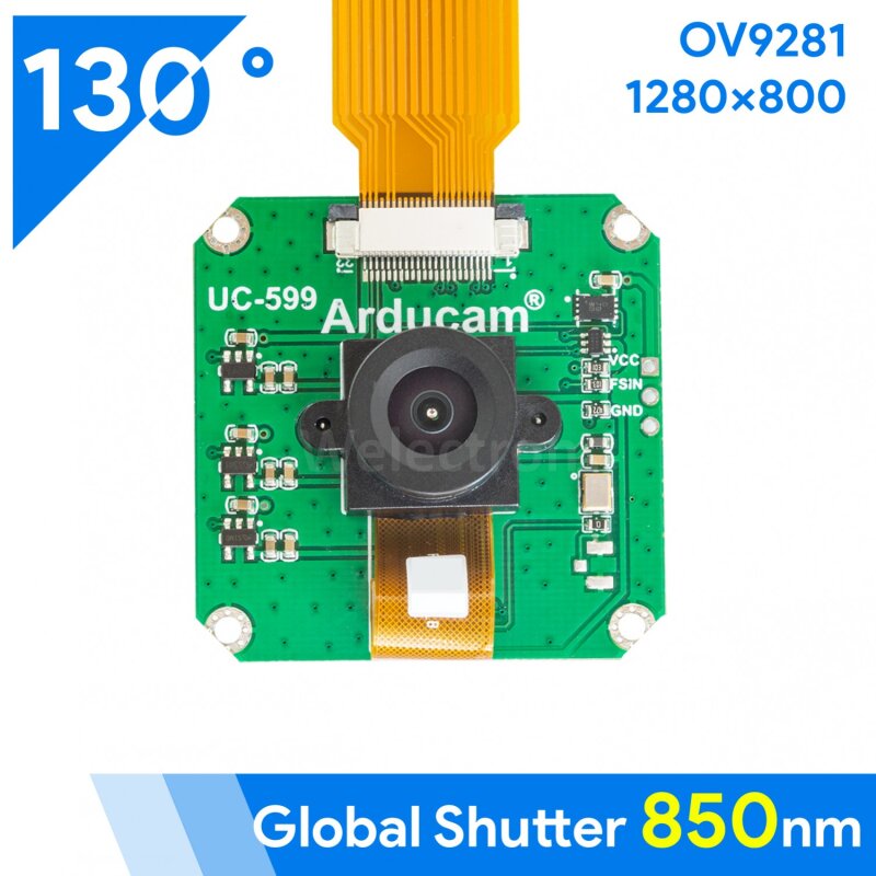Arducam B0225 1MP OV9281 130° Monochrome 850nm Global Shutter Cam