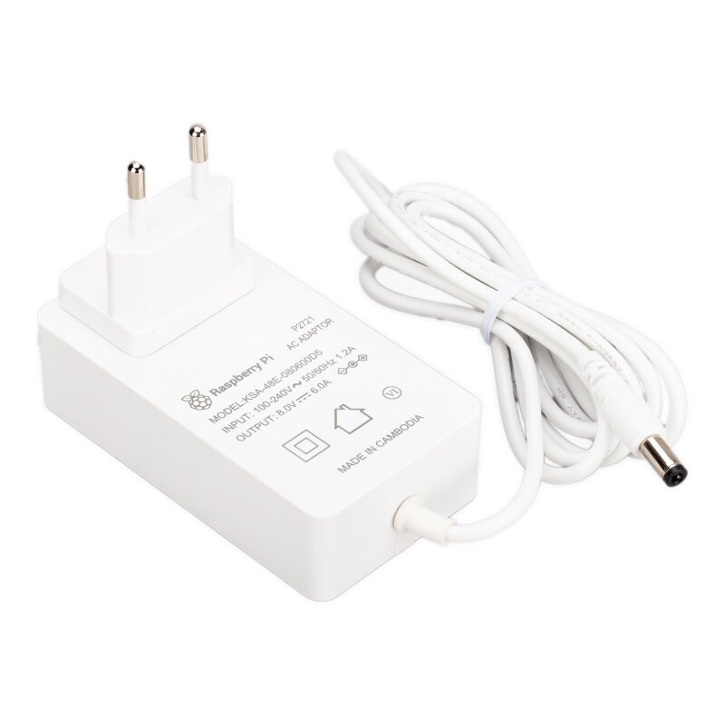 Offizielles Raspberry Pi Build HAT Netzteil 8V/6A weiß (EU), 14