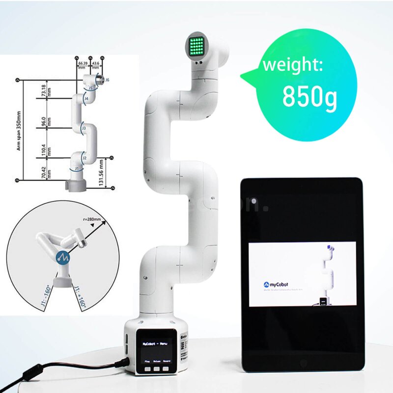 Elephant Robotics myCobot 280 Robot Arm (M5 Stack), 649.00