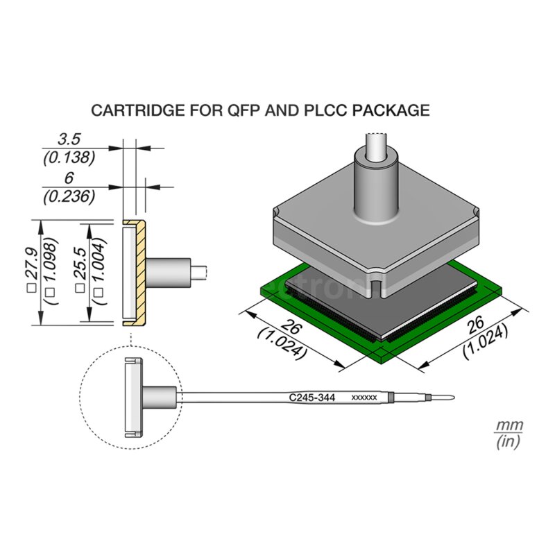 JBC C245-344 SMD-Entlötspitze 26 x 26 mm QFP/PLCC, 96,00