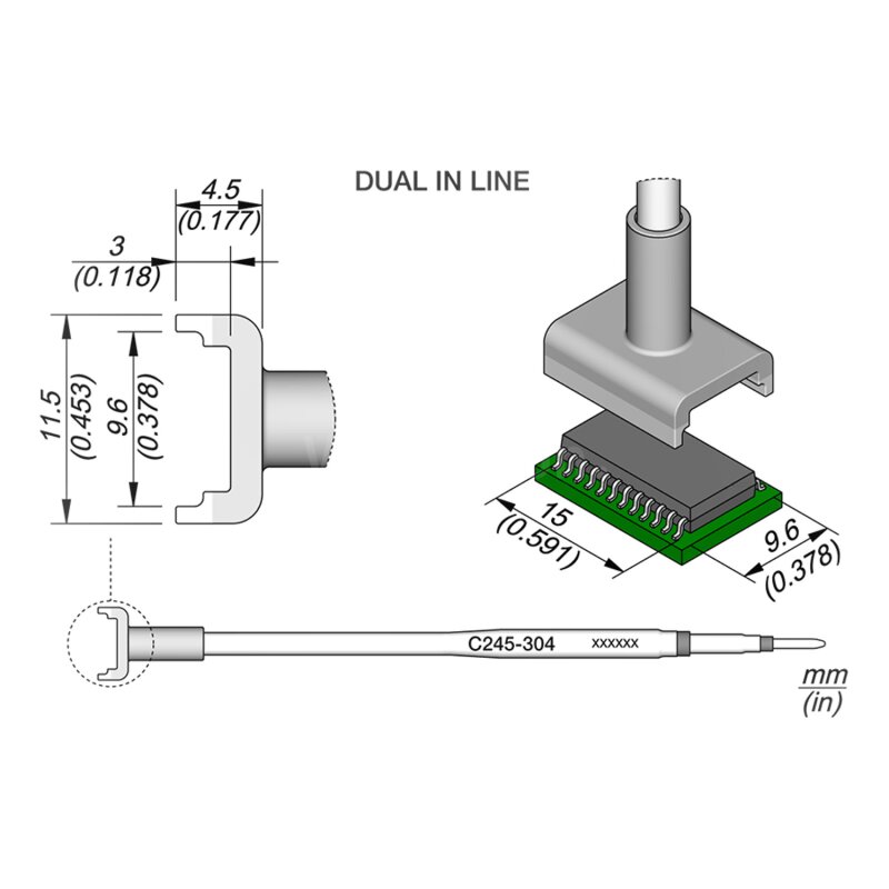 JBC C245-304 SMD Desoldering Tip 9.6 x 15 mm Dual In-Line, 66.90 &eur