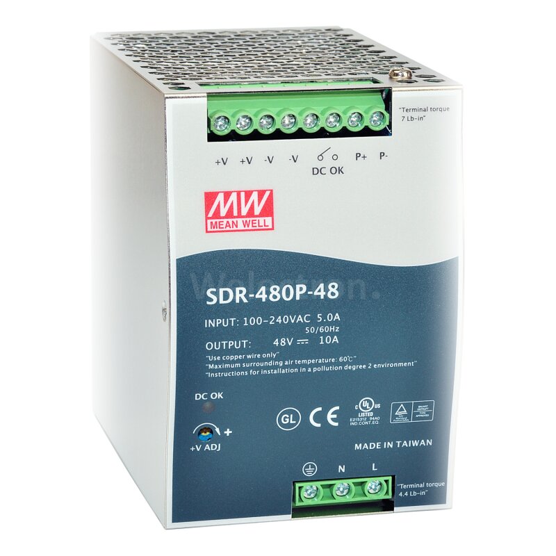 Meanwell SDR-480-48 DIN Rail Power Supply 48V / 10A, 129.00