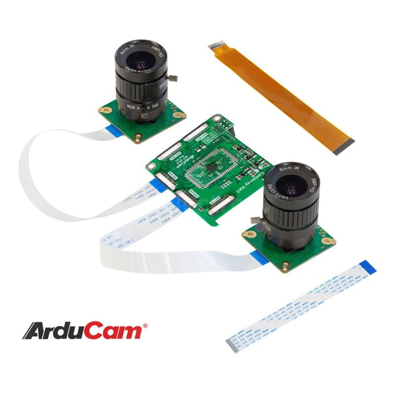 Arducam B0265R 12MP*2 Synchronized Stereo Camera Bundle Kit for Raspb