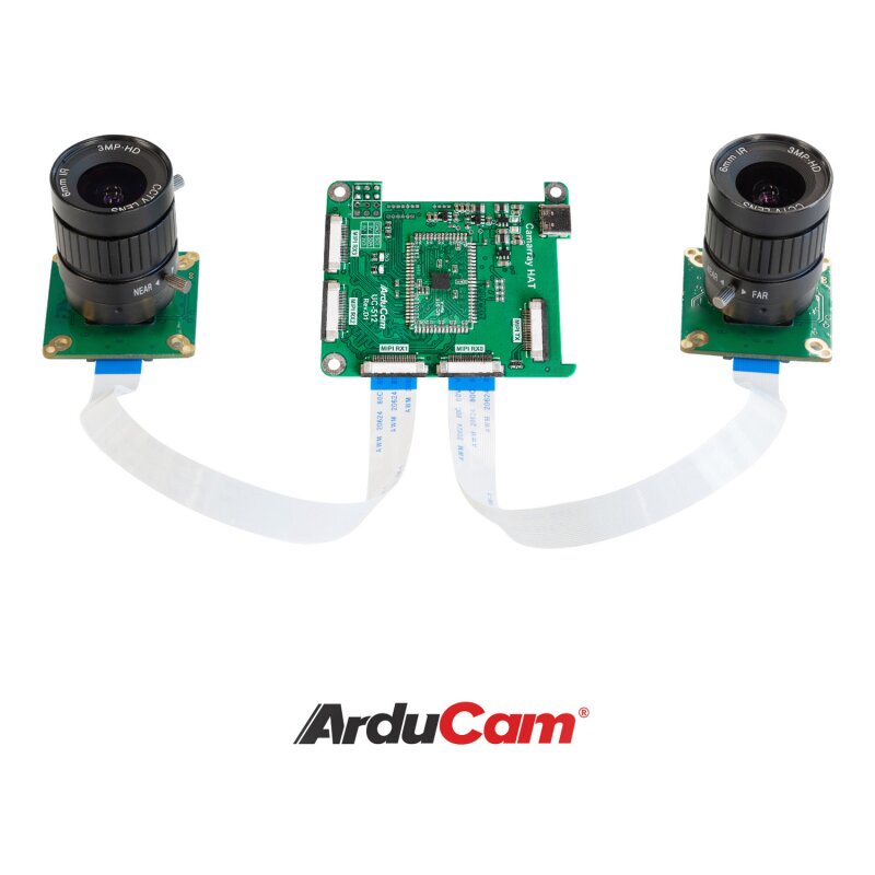 Arducam B0265R 12MP*2 Synchronized Stereo Camera Bundle Kit for Raspb