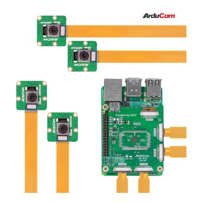 Arducam B0388 16MP Autofocus Quad-Camera Kit for Raspberry Pi, 199.00