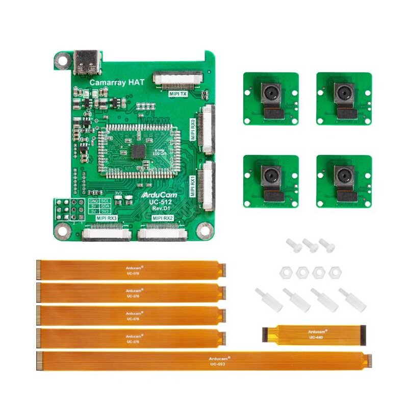 Arducam B0396 8MP*4 Quadrascopic Camera Bundle Kit for Raspberry Pi,