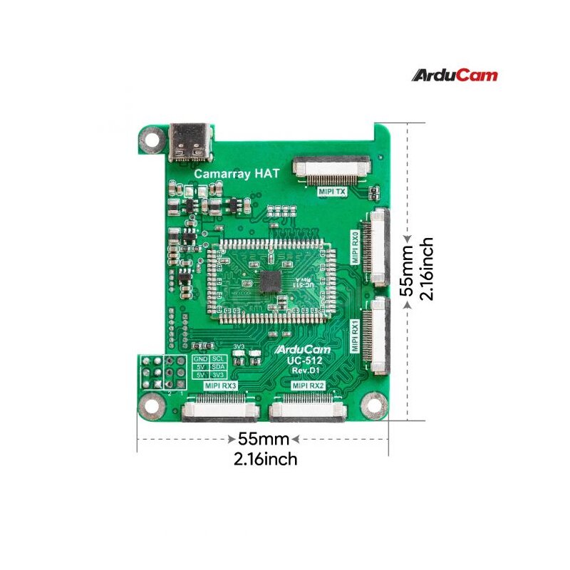Arducam B0396 8MP*4 Quadrascopic Camera Bundle Kit for Raspberry Pi,