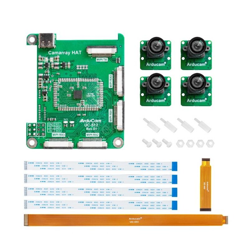 Arducam B0397 12MP*4 Quadrascopic Camera Bundle Kit for Raspberry Pi,