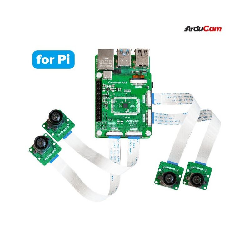 Arducam B0397 12MP*4 Quadrascopic Camera Bundle Kit for Raspberry Pi,
