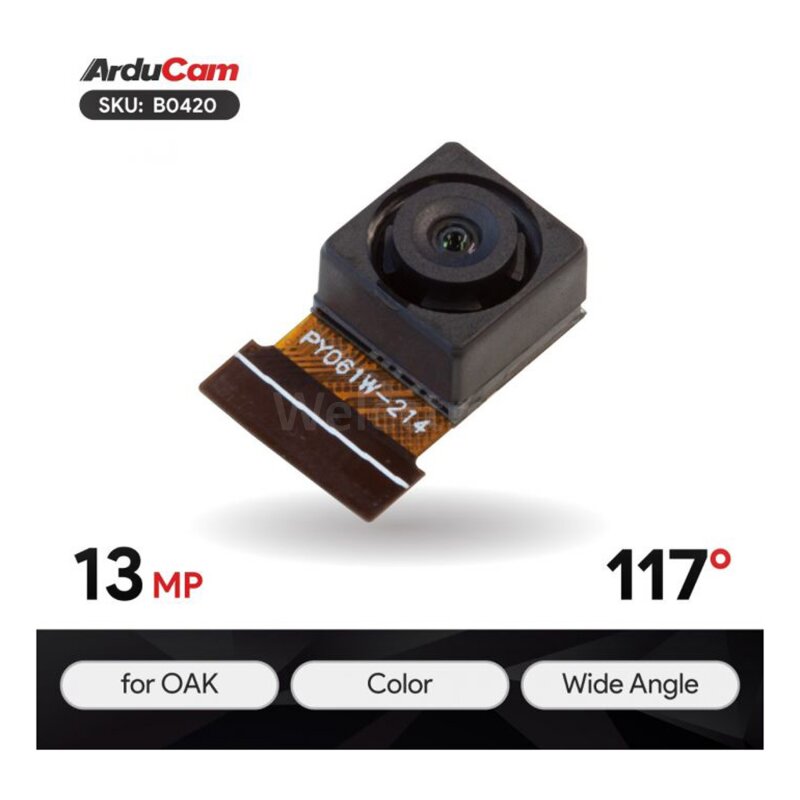 Arducam B0420 IMX214 13MP Wide Angle Camera Module for DepthAI OAK, 2
