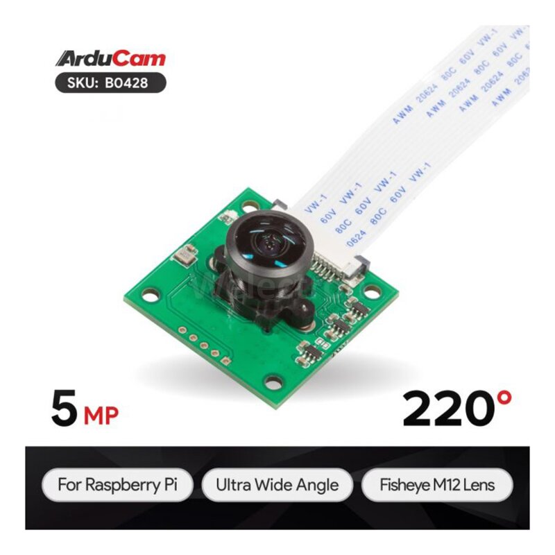 Arducam B0428 Ultra Wide Angle Fisheye 5MP OV5647 Camera for Raspberr