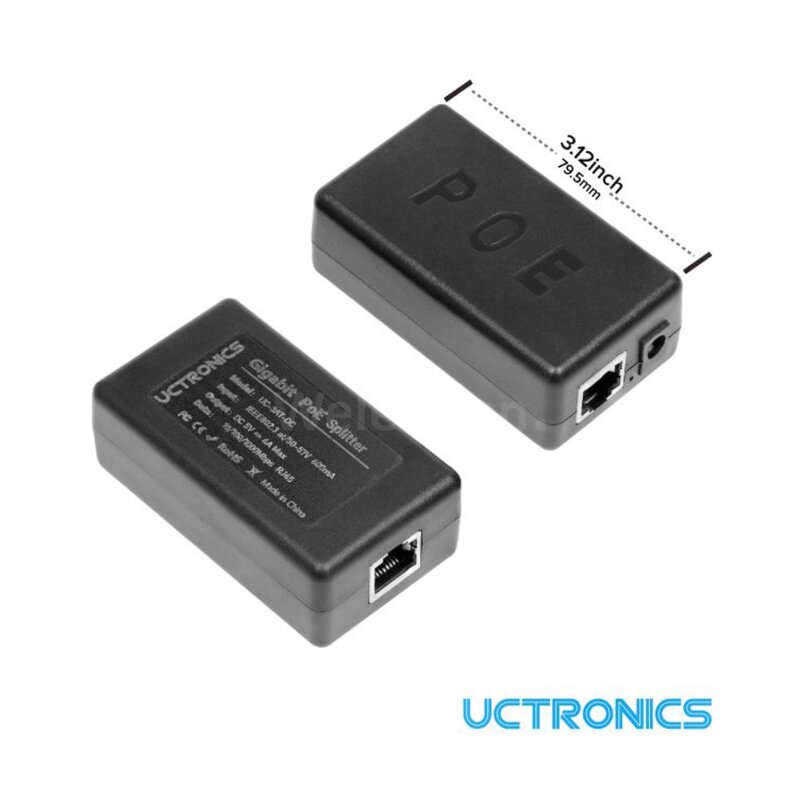 UCTRONICS U6114 PoE Splitter 5V 4A ? Active PoE+ to Barrel Jack, 32,9