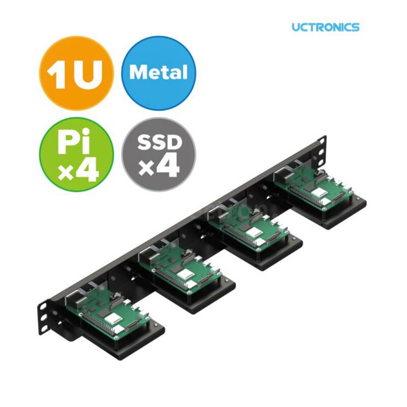UCTRONICS U6261 19? 1U Raspberry Pi Rack Mount with SSD Mounting Brac