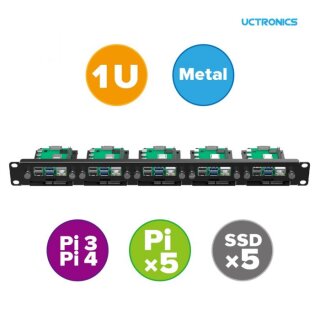 UCTRONICS U6264 19" 1U Raspberry Pi Rackmount, 71,90 € - We