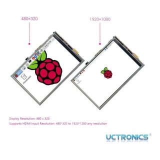 UCTRONICS B010601 UCTRONICS 3.5 Inch Touch Screen for Raspberry Pi 4,