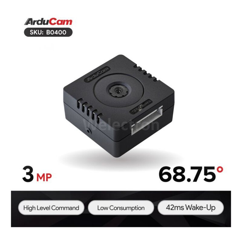Arducam B0400 Mega 3MP SPI Camera Module with Camera Case for Any Mic
