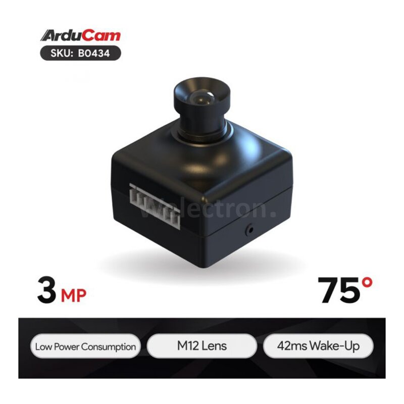 Arducam B0434 Mega 3MP SPI Camera Module with M12 Lens for Any Microc