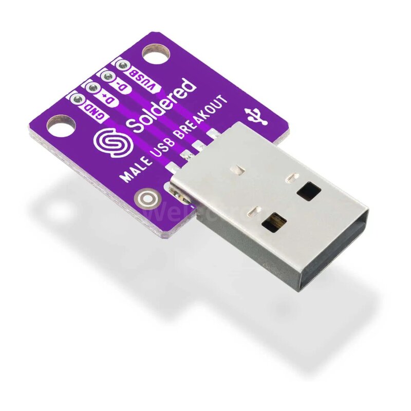 Soldered 333133 USB Type A male breakout, 1.40